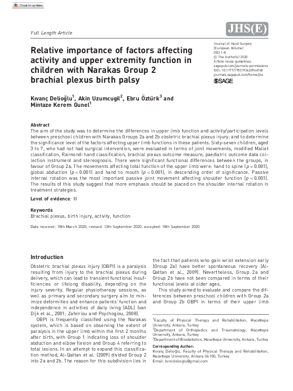 (PDF) Relative importance of factors affecting activity and upper extremity function in children ...