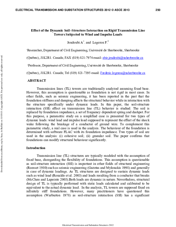 (PDF) Effect of the Dynamic Soil-Structure Interaction on Rigid Transmission Line Towers ...