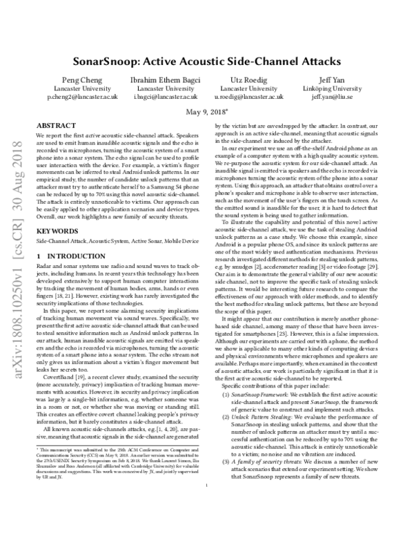 (PDF) SonarSnoop: Active Acoustic Side-Channel Attacks