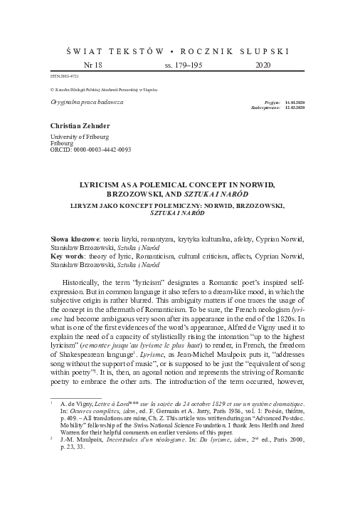 (PDF) Polemical Lyricism in Romanticism