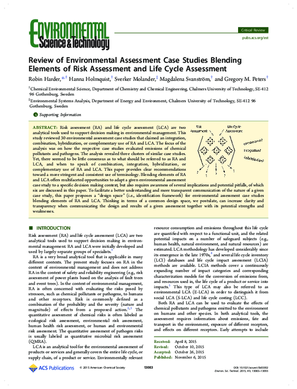 (PDF) Review of Environmental Assessment Case Studies Blending Elements ...