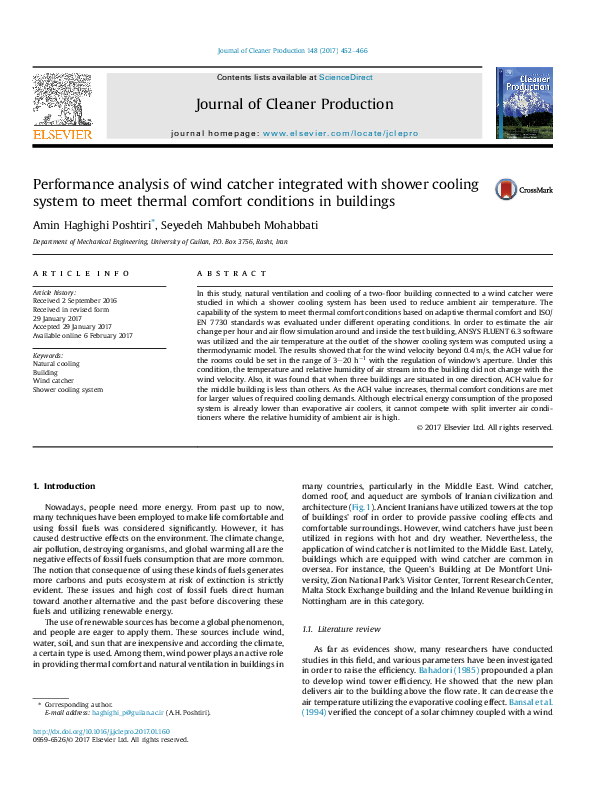 (PDF) Performance analysis of wind catcher integrated with shower ...