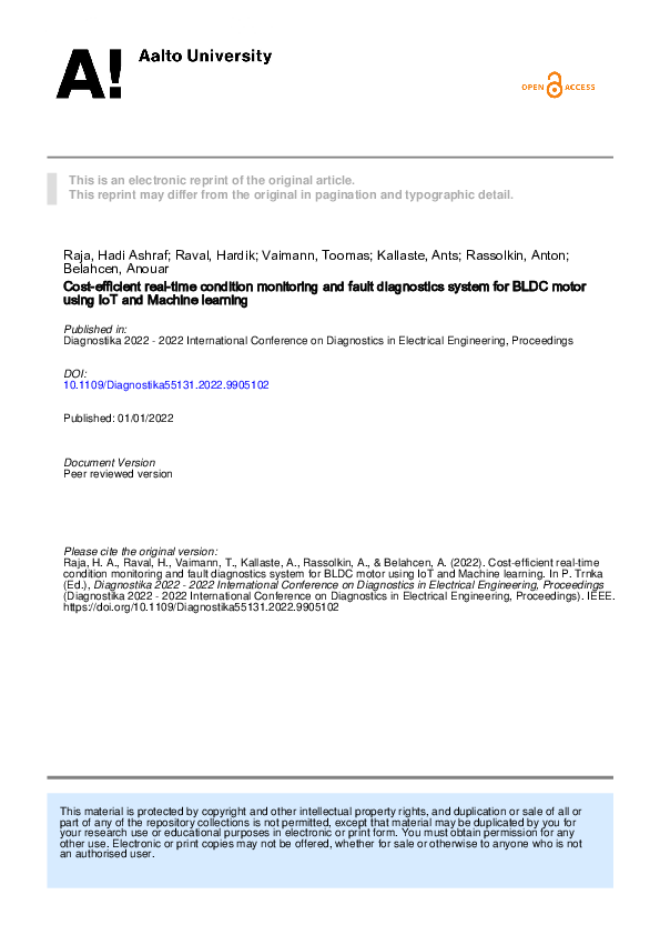 Pdf Cost Efficient Real Time Condition Monitoring And Fault Diagnostics System For Bldc Motor
