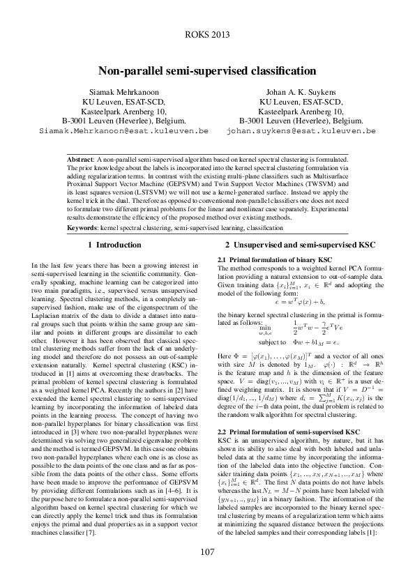 (PDF) Non-parallel semi-supervised classification | Siamak Mehrkanoon - Academia.edu