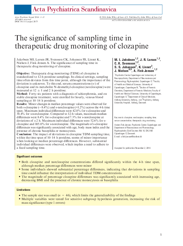 (PDF) The significance of sampling time in therapeutic drug monitoring ...