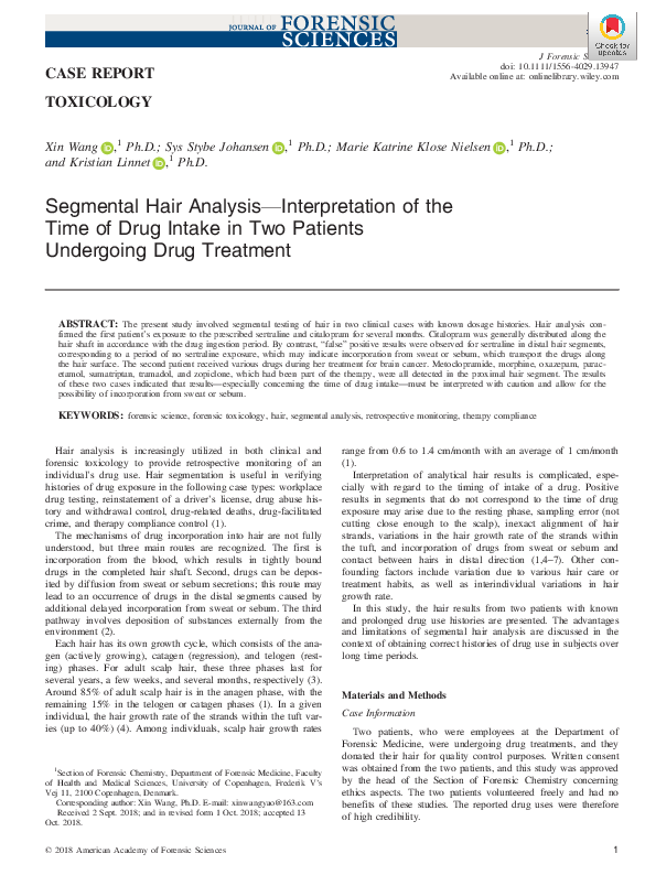 (PDF) Segmental Hair Analysis—Interpretation of the Time of Drug Intake ...
