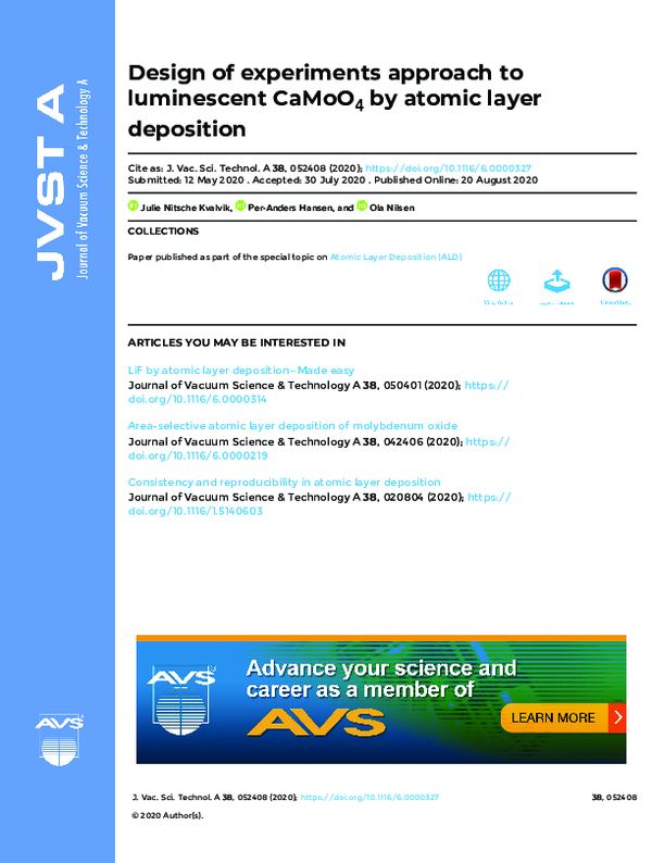(PDF) Design of experiments approach to luminescent CaMoO4 by atomic ...