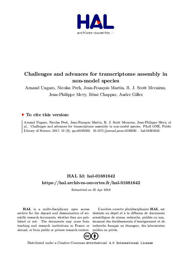 (PDF) Challenges and solutions for transcriptome assembly in non-model organisms with an ...