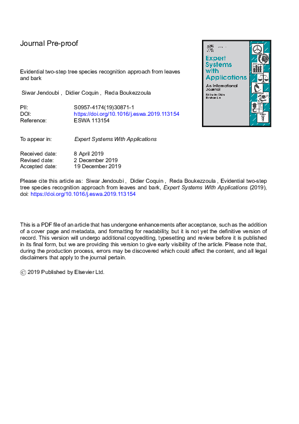 (PDF) Evidential two-step tree species recognition approach from leaves ...