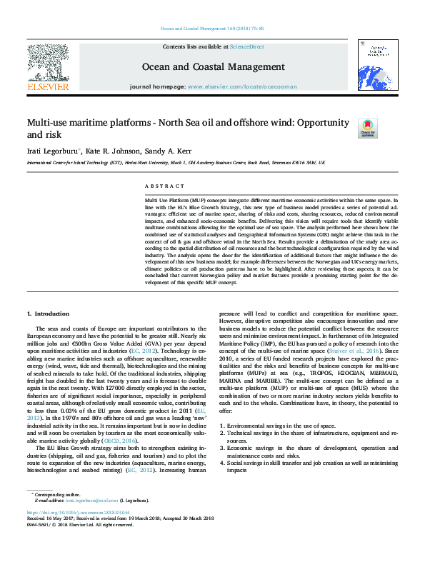 (PDF) Multi-use maritime platforms - North Sea oil and offshore wind ...
