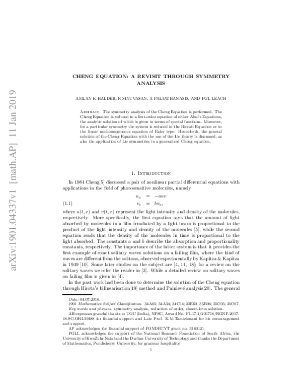 (PDF) Cheng Equation: A Revisit Through Symmetry Analysis | Amlan Kanti ...