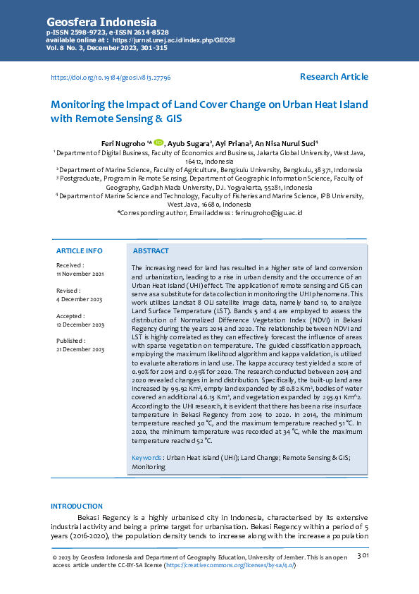 (PDF) Monitoring the Impact of Land Cover Change on Urban Heat Island ...