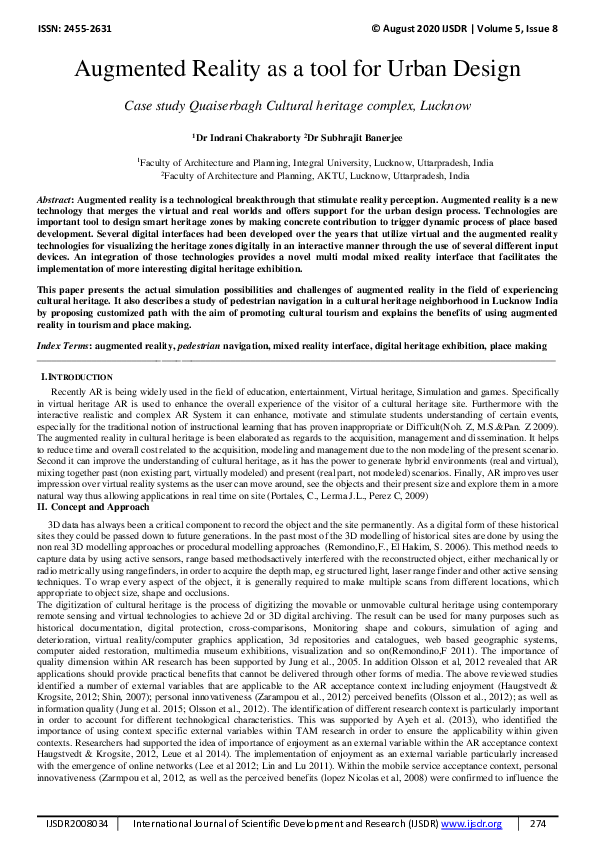 (PDF) Augmented Reality as a tool for Urban Design