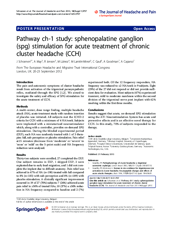 (PDF) Pathway ch-1 study: sphenopalatine ganglion (spg) stimulation for ...