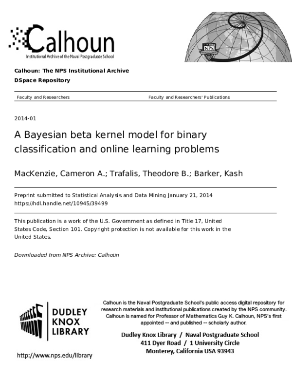 (PDF) A Bayesian beta kernel model for binary classification and online ...