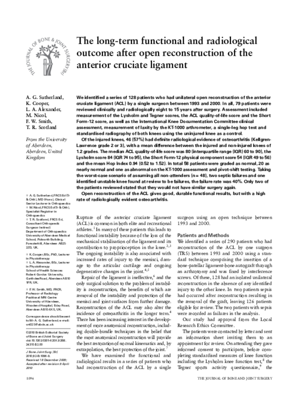 (PDF) The long-term functional and radiological outcome after open ...