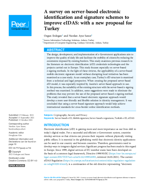 (PDF) A survey on server-based electronic identification and signature schemes to improve eIDAS ...