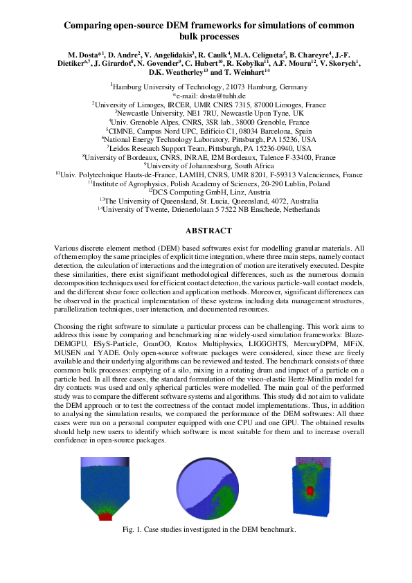 (PDF) Comparing open-source DEM frameworks for simulations of common ...