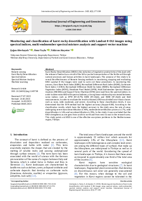 (PDF) Monitoring and classification of karst rocky desertification with Landsat 8 OLI images ...