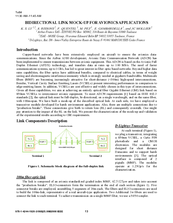 (PDF) Bidirectional link mock-up for avionics applications
