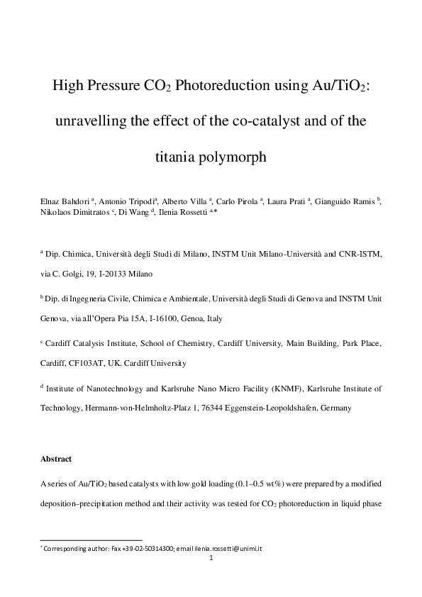 (PDF) High pressure CO2photoreduction using Au/TiO2: unravelling the ...