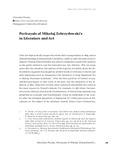 (PDF) Portrayals of Mikołaj Zebrzydowski’s in Literature and Art ...