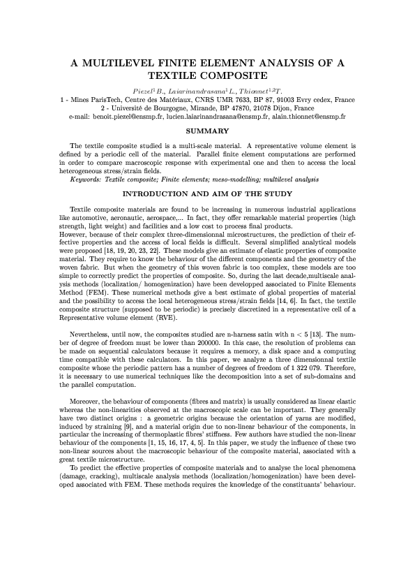 (PDF) A multilevel finite element analysis of a textile composite