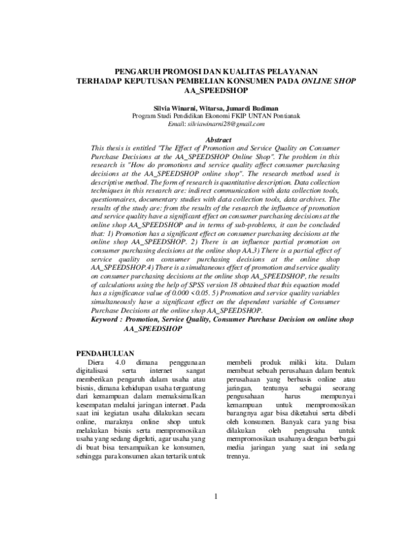 (PDF) Pengaruh Promosi Dan Kualitas Pelayanan Terhadap Keputusan Pembelian Konsumen Pada Online ...