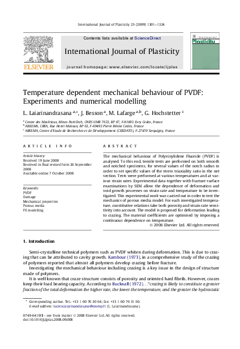 (PDF) Temperature dependent mechanical behaviour of PVDF: Experiments and numerical modelling