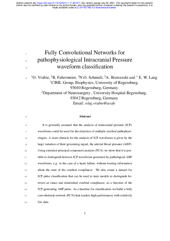 (PDF) Fully Convolutional Networks for pathophysiological Intracranial Pressure waveform ...