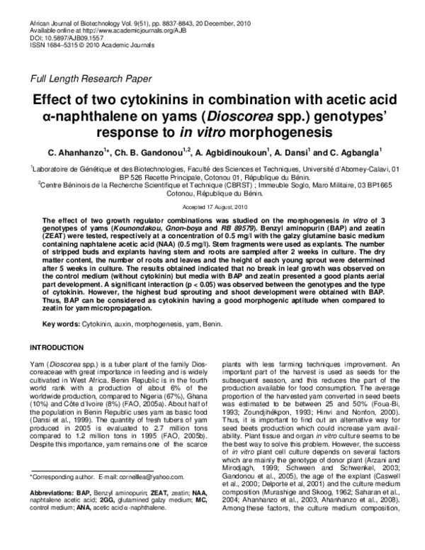 (PDF) Yams, Dioscorea spp