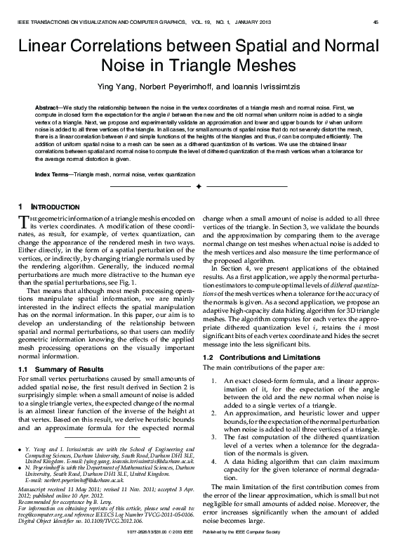 (PDF) Linear Correlations between Spatial and Normal Noise in Triangle ...