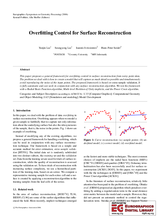 Overfitting control for surface reconstruction