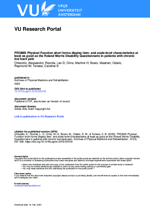 (PDF) PROMIS Physical Function Short Forms Display Item- and Scale ...