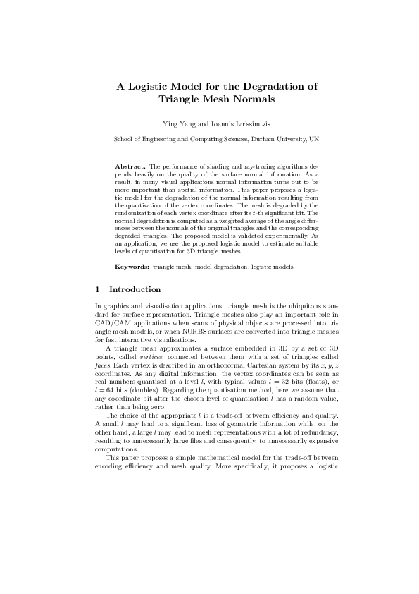 (PDF) A Logistic Model for the Degradation of Triangle Mesh Normals ...