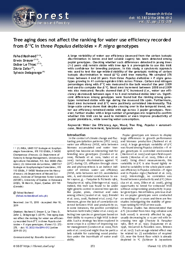(PDF) Tree aging does not affect the ranking for water use efficiency ...