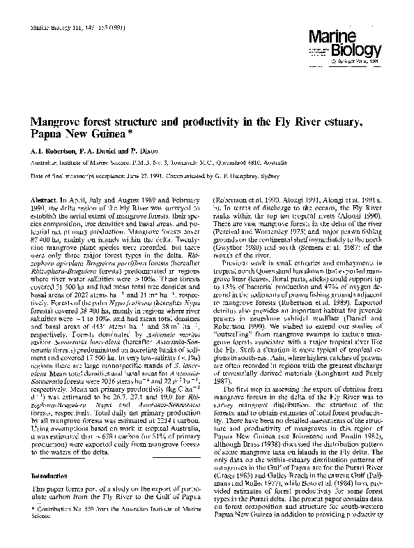 (PDF) Mangrove forest structure and productivity in the Fly River ...