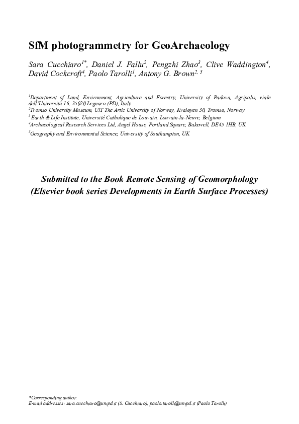 (PDF) SfM photogrammetry for GeoArchaeology