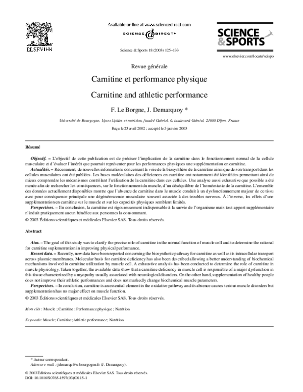 Carnitine et performance physique