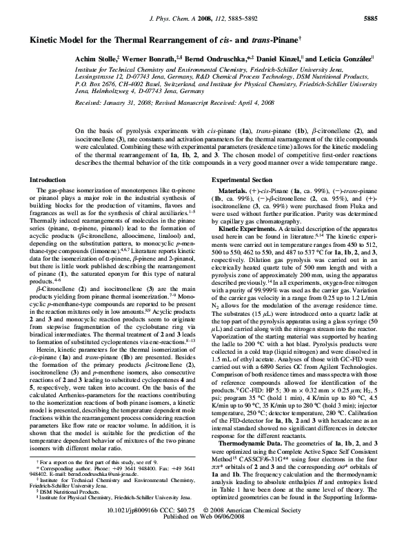 (PDF) Kinetic Model for the Thermal Rearrangement of cis- and trans ...