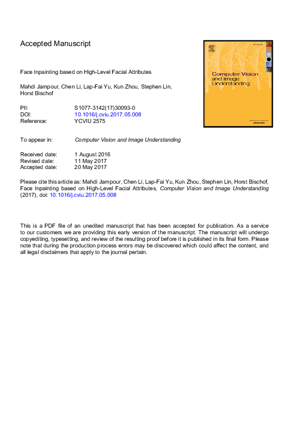 (PDF) Face inpainting based on high-level facial attributes