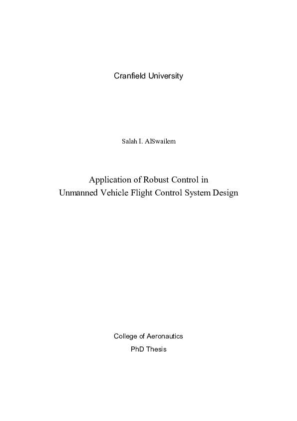 (PDF) Application of robust control in unmanned vehicle flight control system design