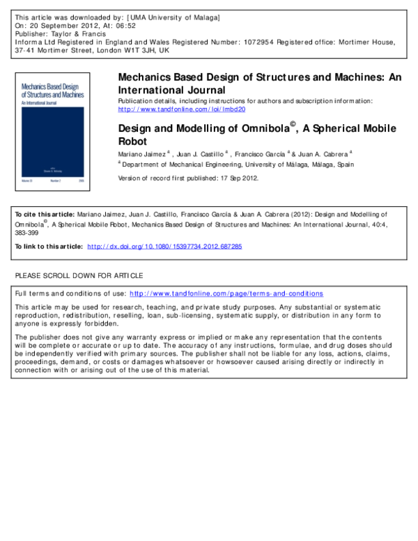 (PDF) Design and Modelling of Omnibola©, A Spherical Mobile Robot