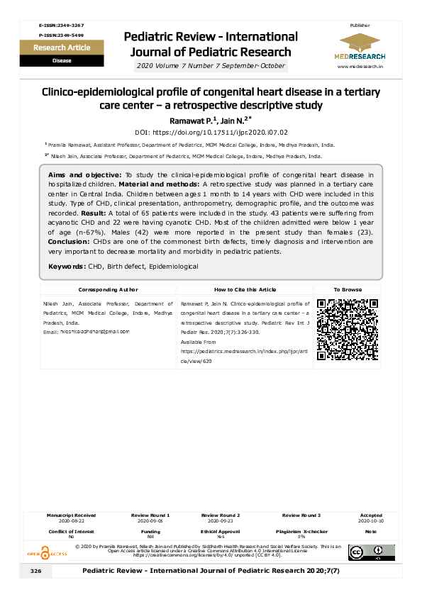 (PDF) Clinico-epidemiological profile of congenital heart disease in a ...