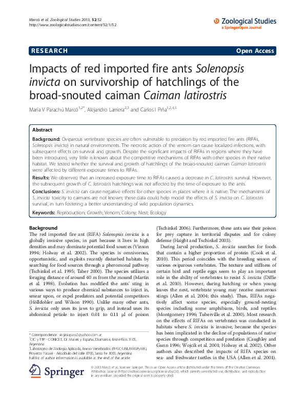 (PDF) Impacts of red imported fire ants Solenopsis invicta on ...