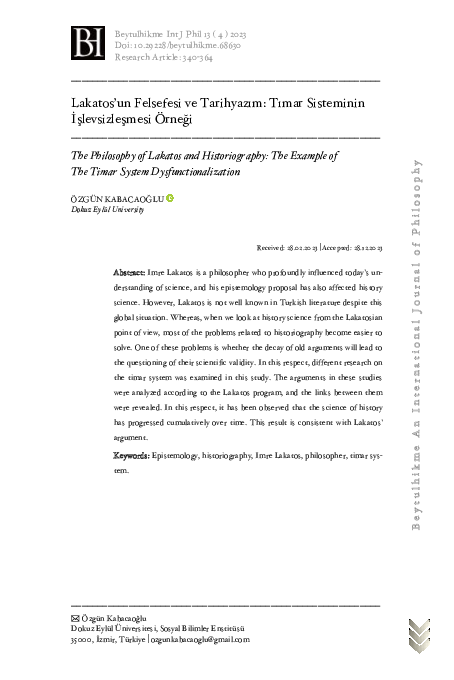 (PDF) The Philosophy of Lakatos and Historiography: The Example of The ...