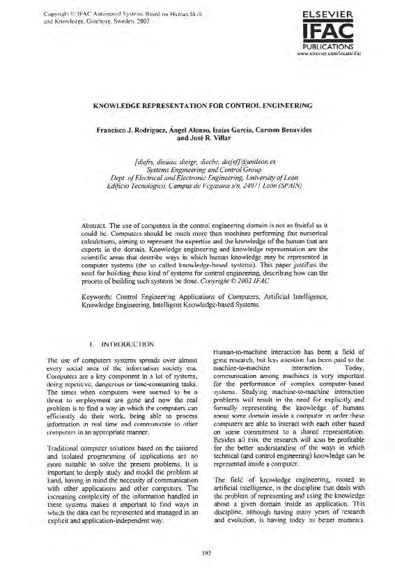 (PDF) Knowledge Representation for Control Engineering