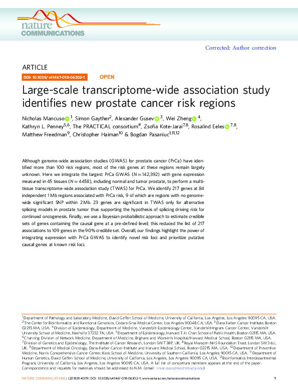 (PDF) Large-scale transcriptome-wide association study identifies new ...