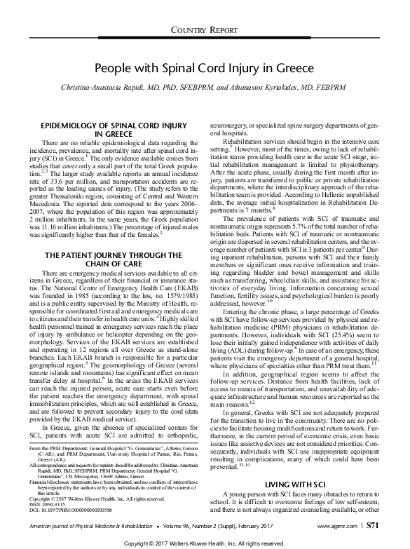 (PDF) People with Spinal Cord Injury in Greece