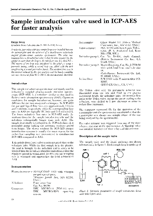 (PDF) Sample introduction valve used in ICP-AES for faster analysis